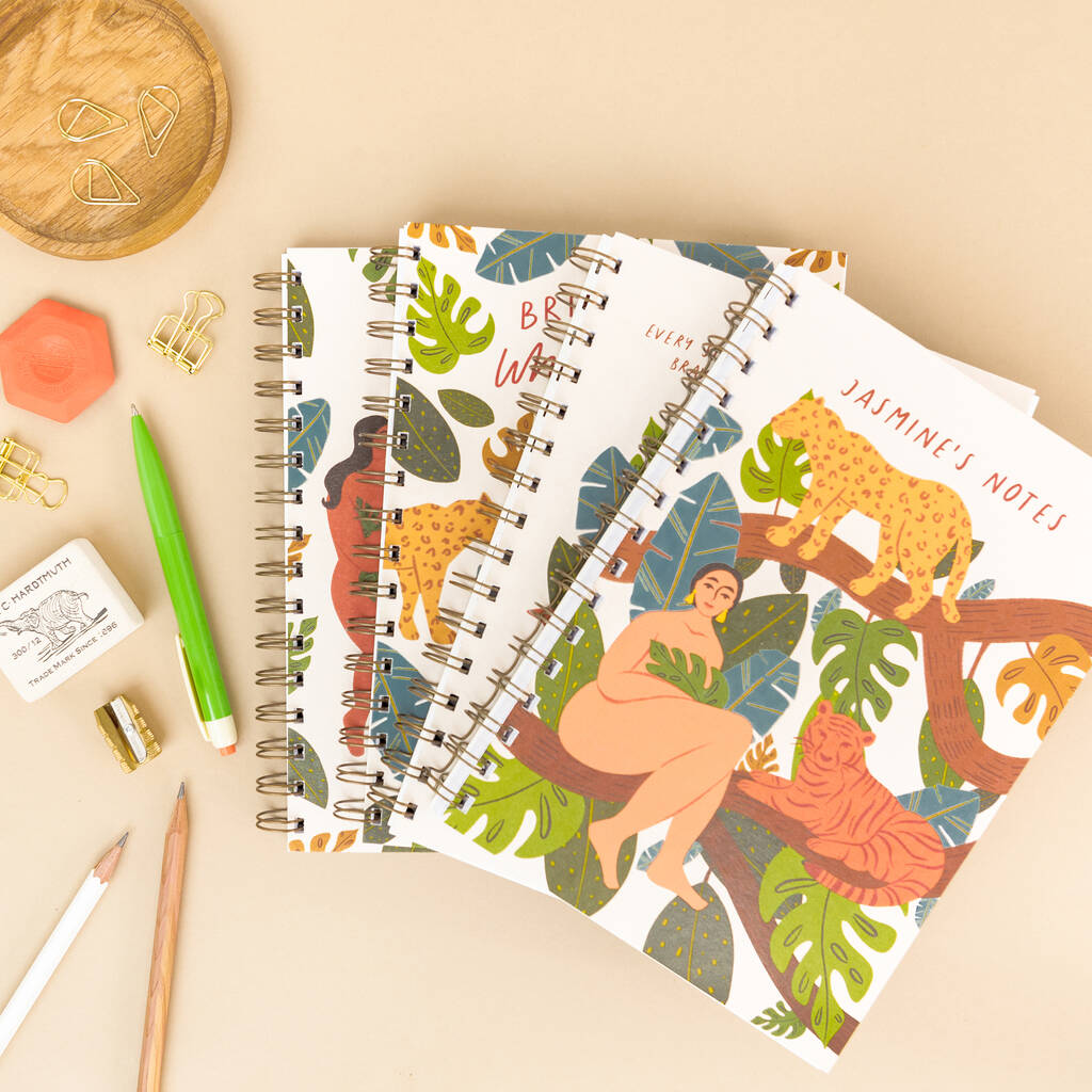 Wild Woman Illustrated Personalised Notebook By Flourish Paperworks