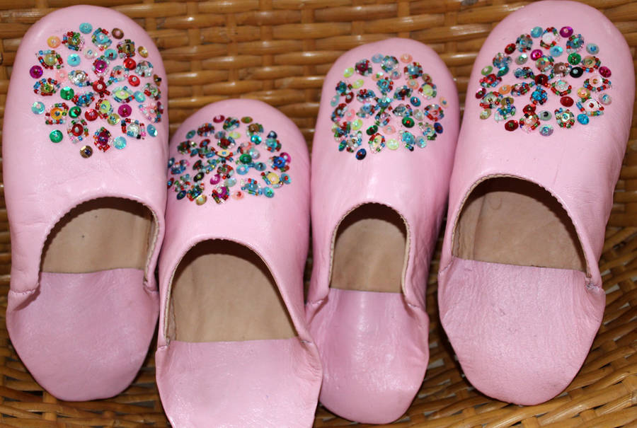 girl's pink leather slippers with sequins by pink bamboo ...