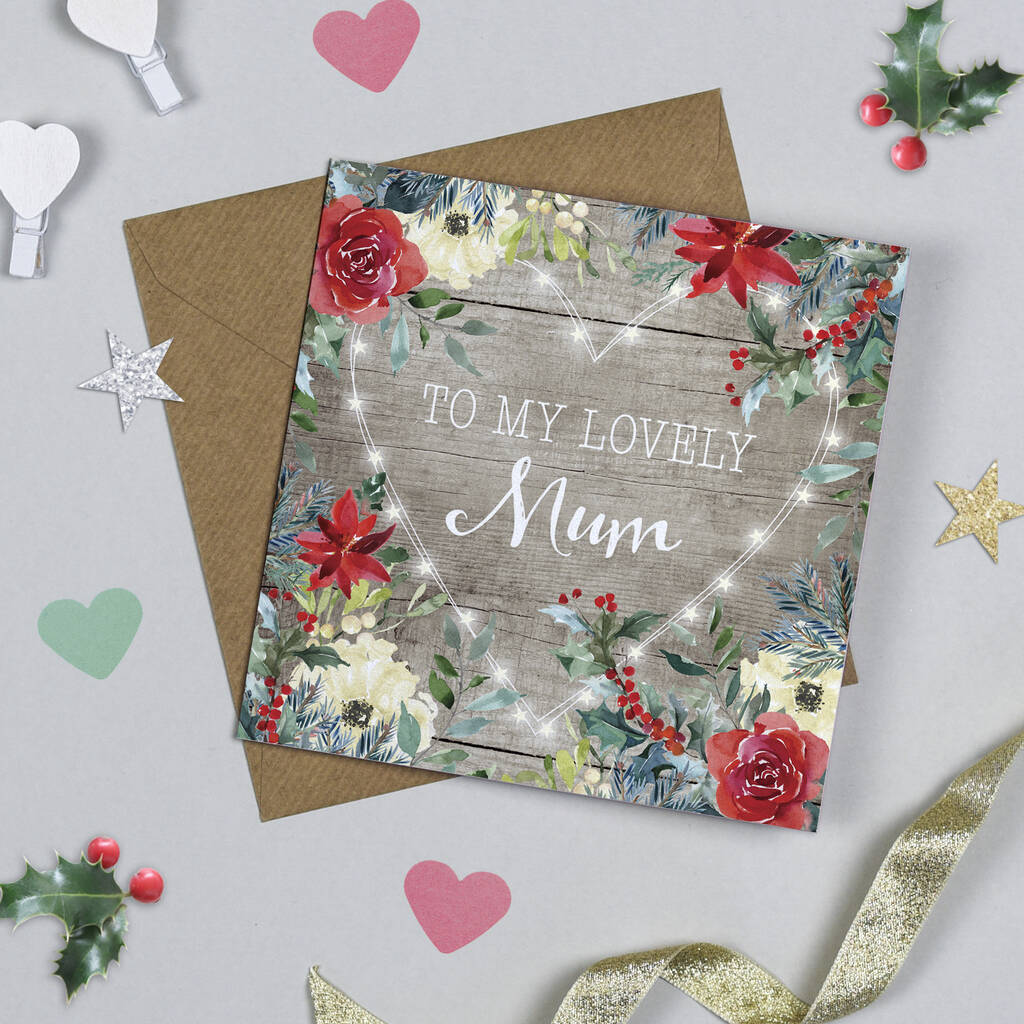 Fairy Lights Heart Mum Christmas Card By Michelle Fiedler Design ...