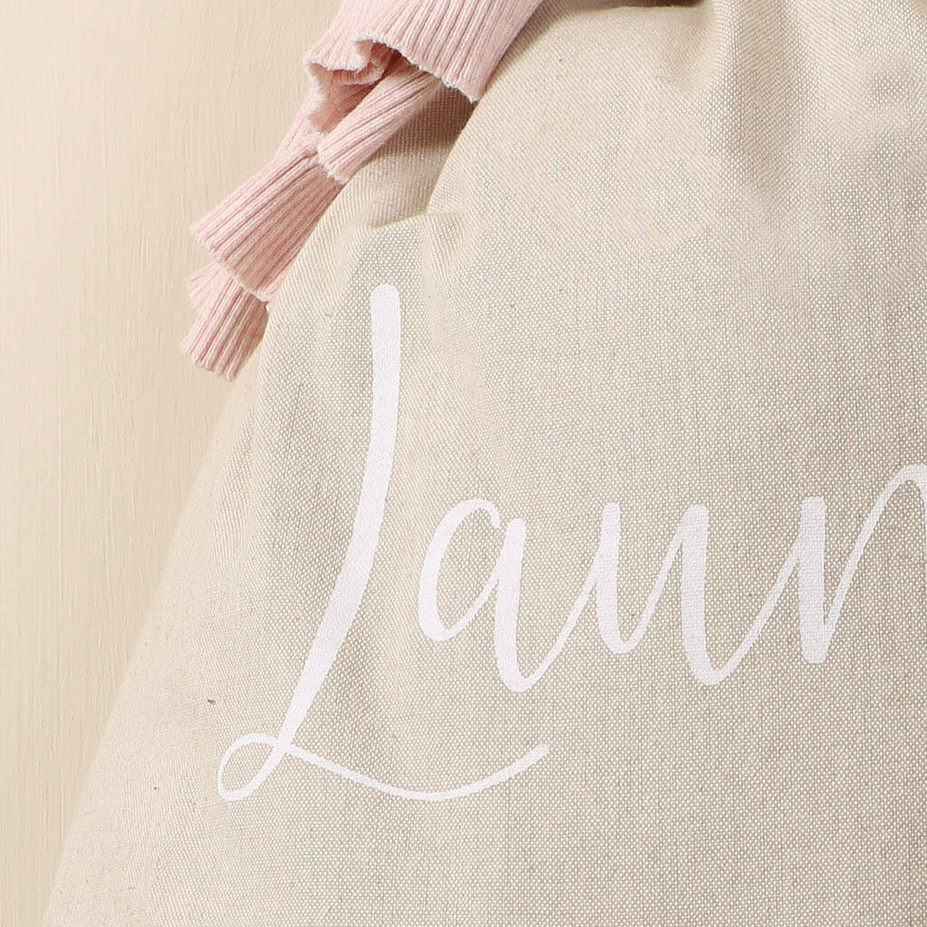 Personalised French Grey Laundry Drawstring Bag By Dibor ...
