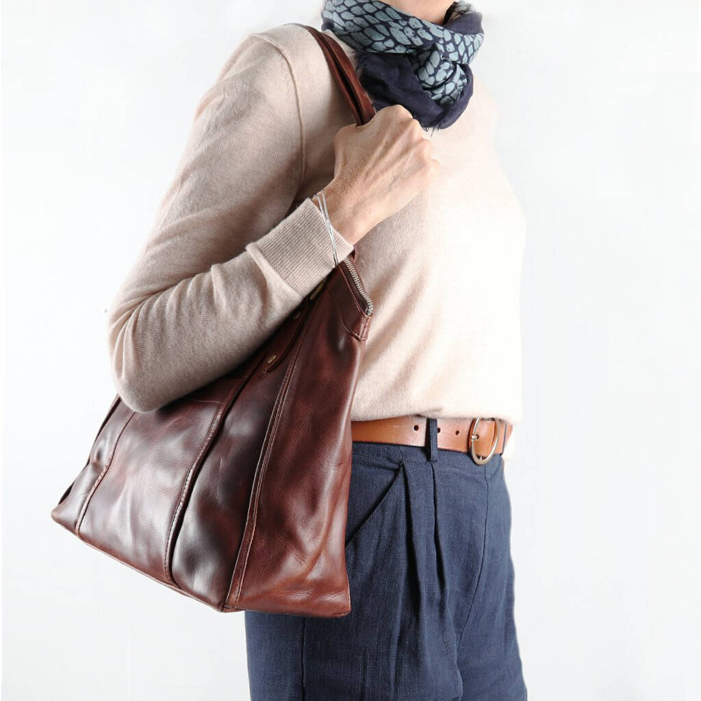 Chelsea Small Leather Tote Bag, Distressed Brown By The Leather Store ...