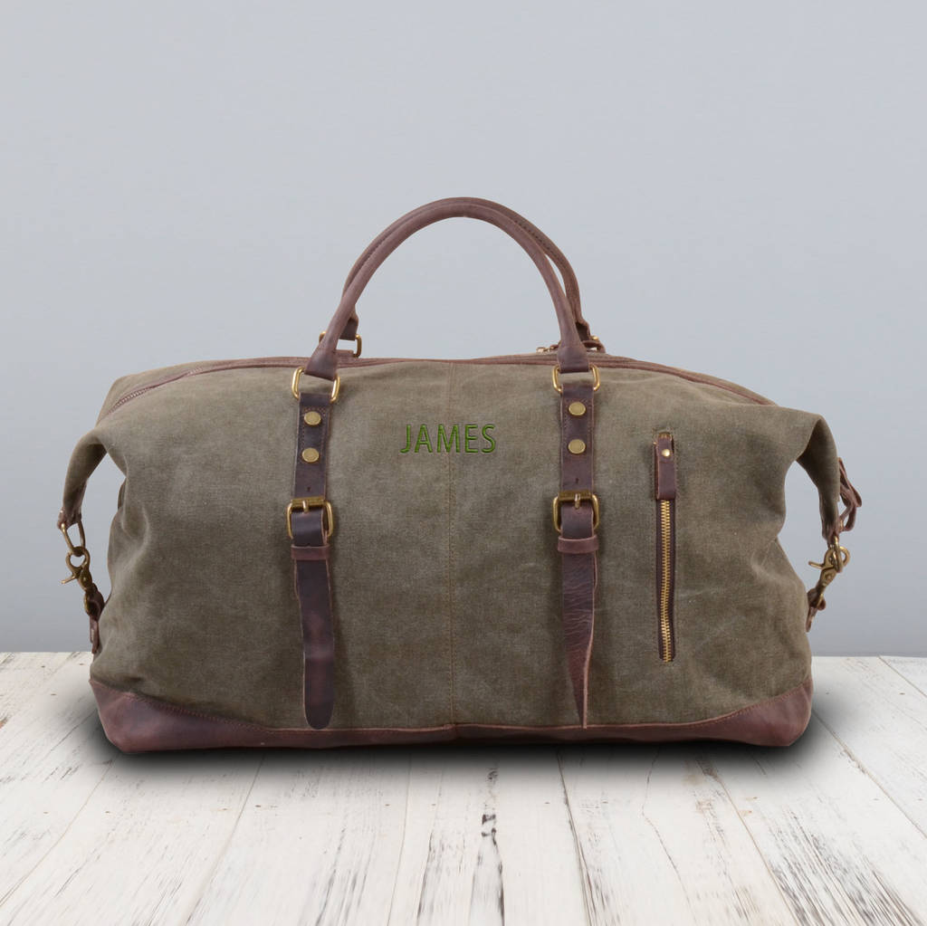 canvas classic travel holdall bag personalised by eazo ...