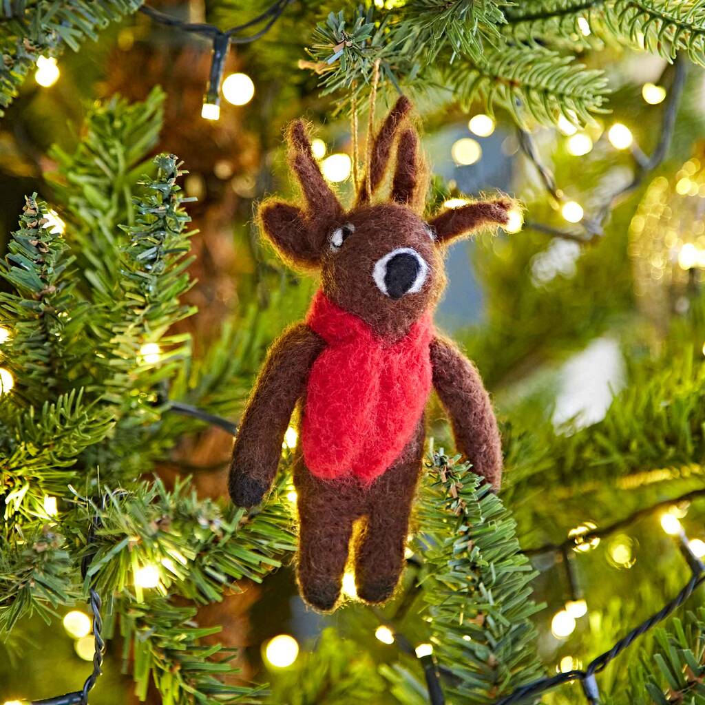 Felt Reindeer Christmas Decoration By Paper High | notonthehighstreet.com