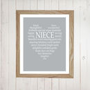Personalised Niece Heart Print By Tilly Bob And Me | notonthehighstreet.com