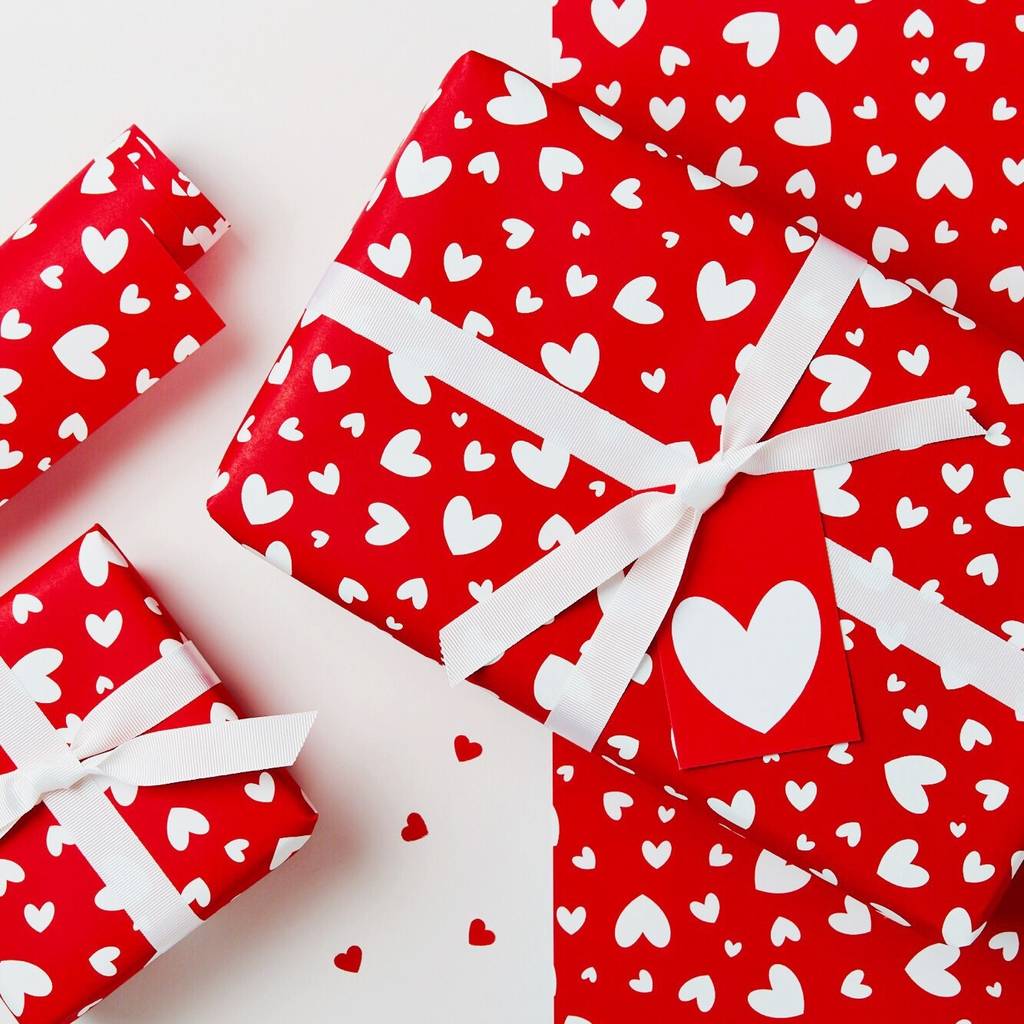 love hearts wrapping paper set by studio 9 ltd | notonthehighstreet.com