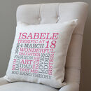 Personalised 18th Birthday Word Art Cushion By A Type Of Design ...