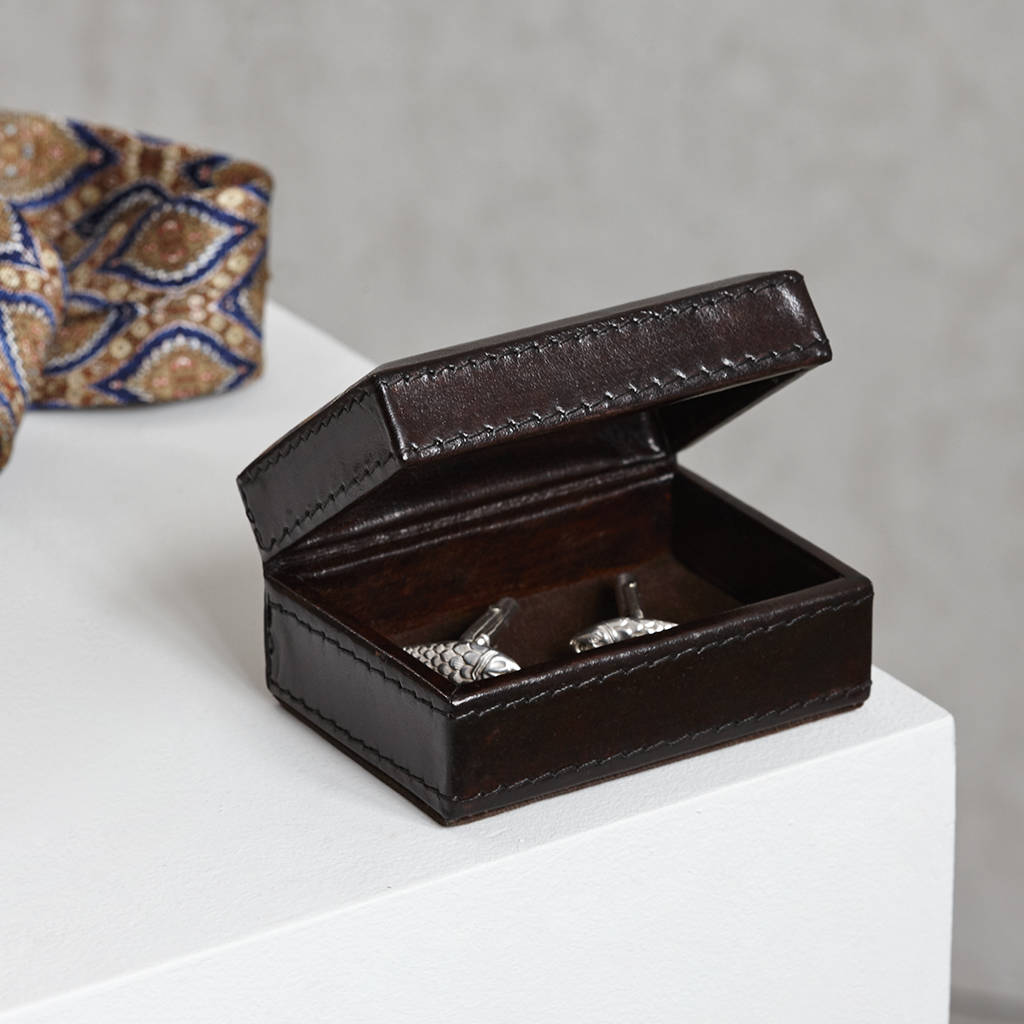 Personalised Leather Mini Cufflink Box By Life of Riley ...