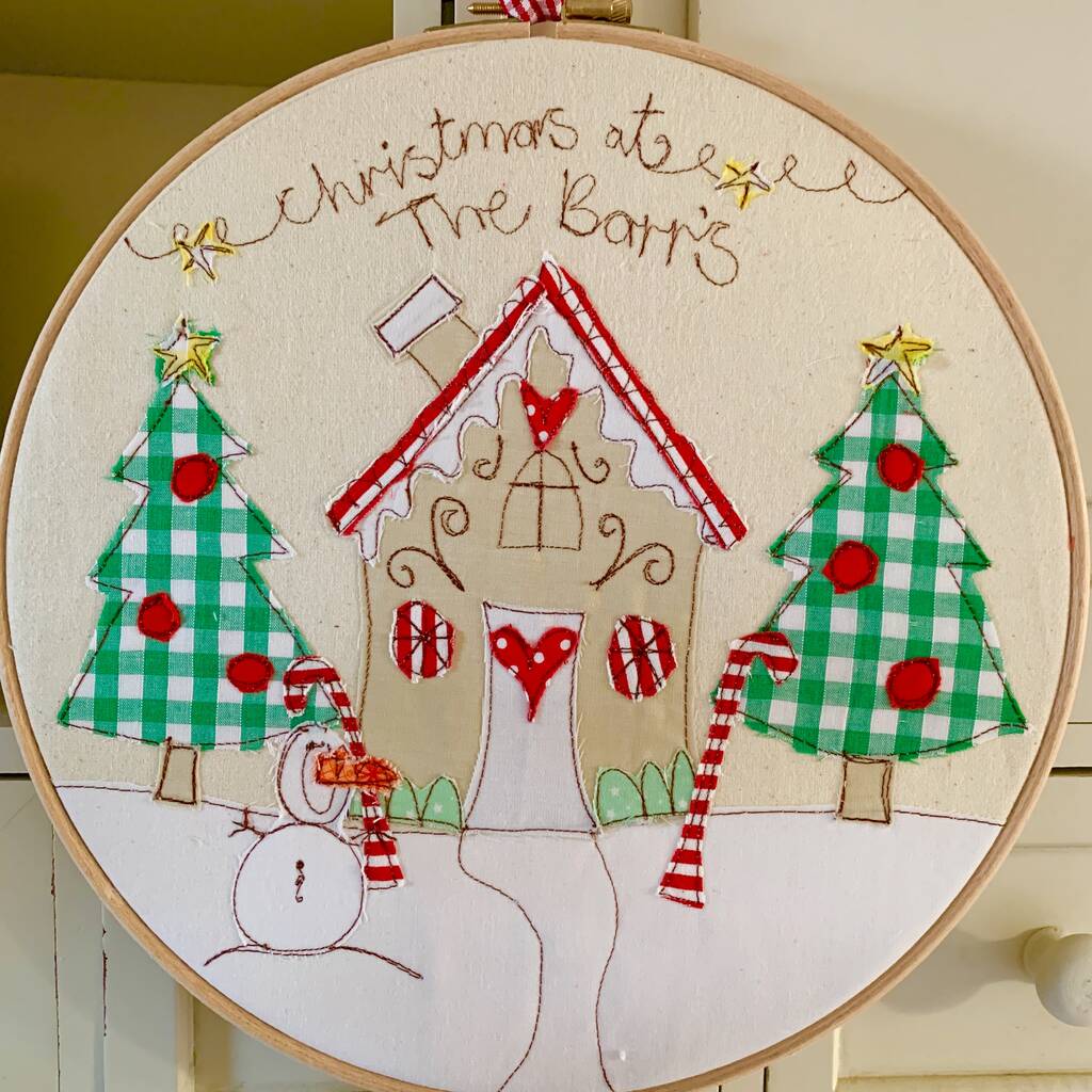 Gingerbread House Embroidery Hoop By katy kirkham designs