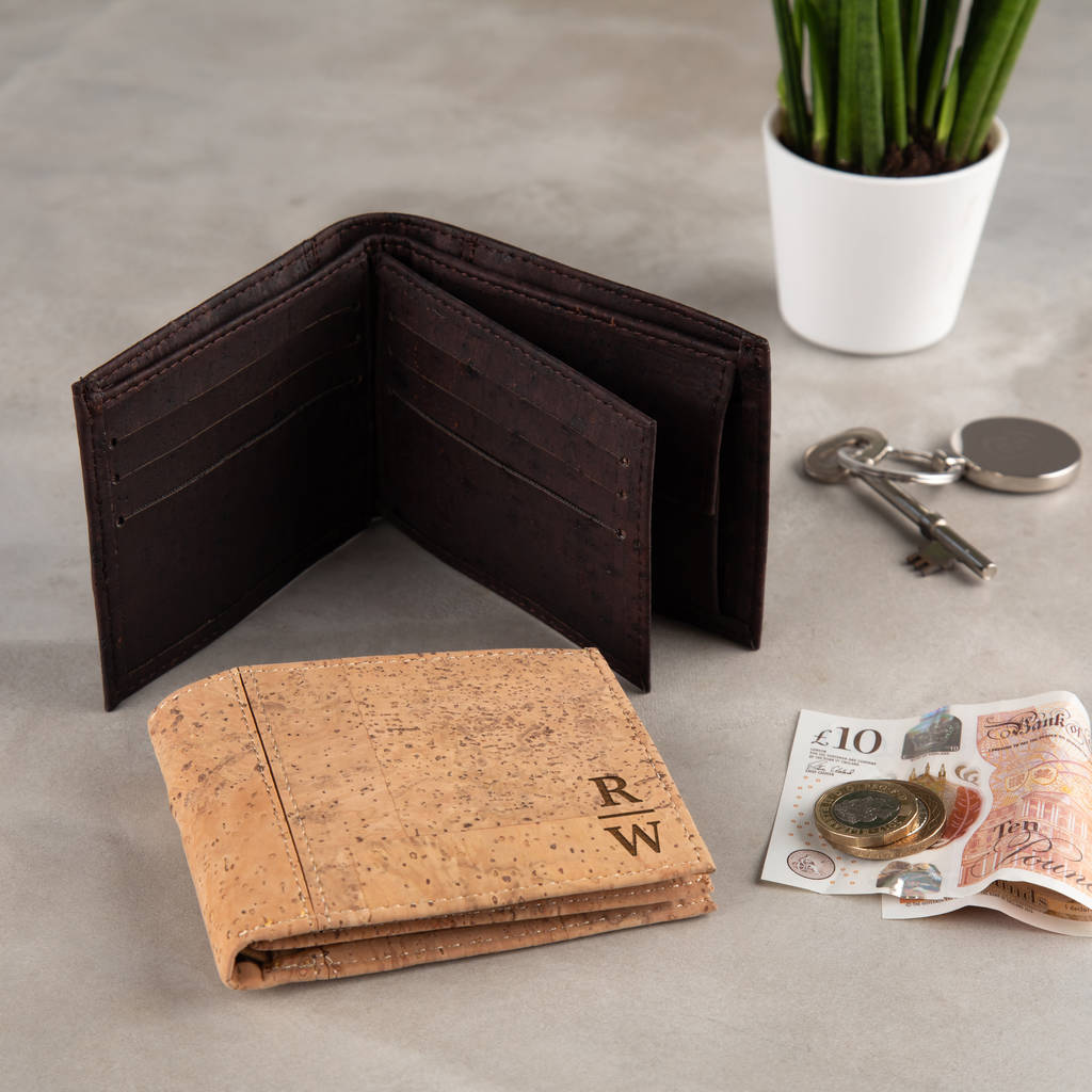 personalised monogram vegan cork wallet for him by dust and things ...