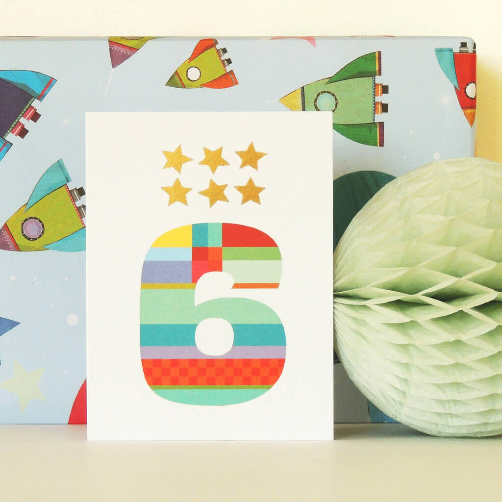 Mini Gold Star Number Six Card By Kali Stileman Publishing ...
