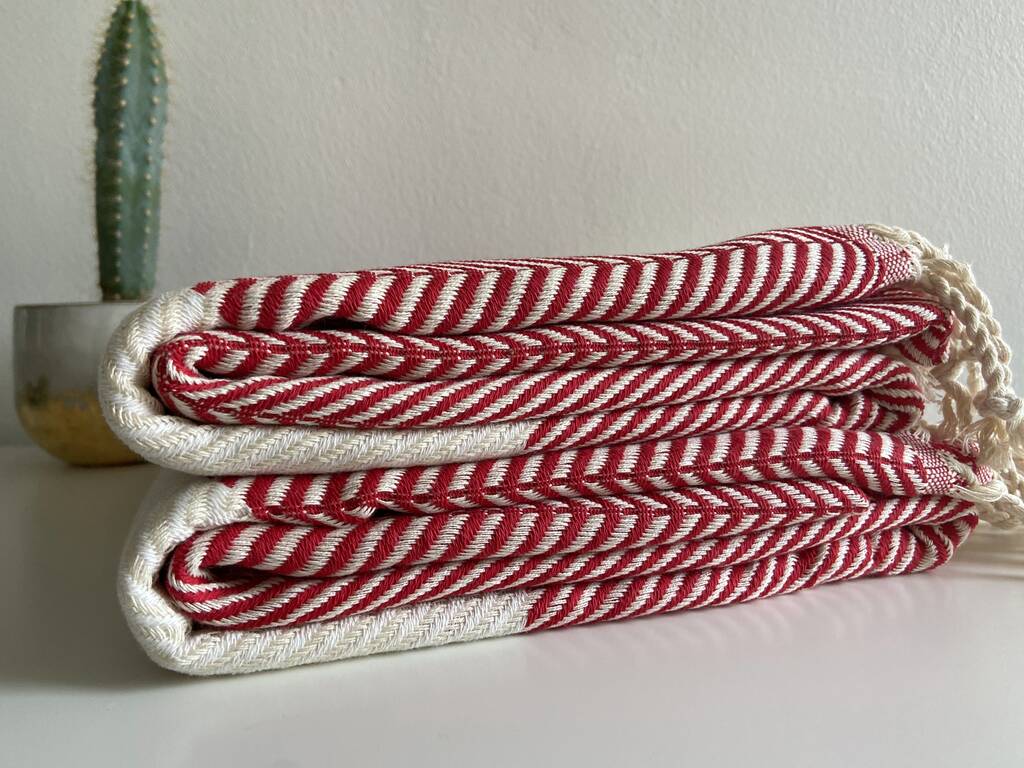 Zigzag Design Red Soft Sofa Throw By Fig & Cactus Designs
