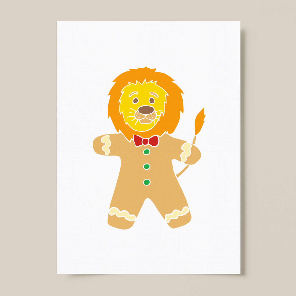 Gingerbread Lion A4 Portrait Circus Nursery Print By Hele Jelly Bean ...