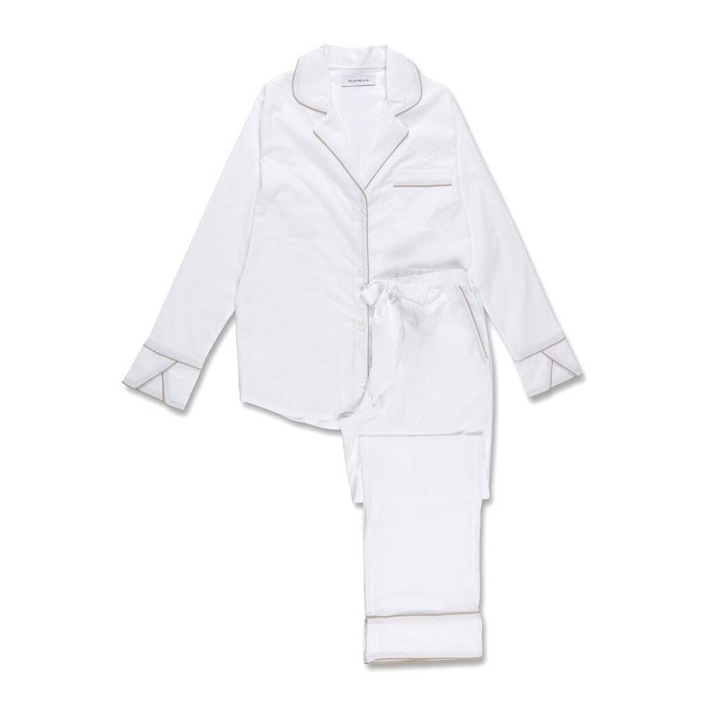 Pure White Long Pyjama Set By Moon + Mellow Sleepwear ...