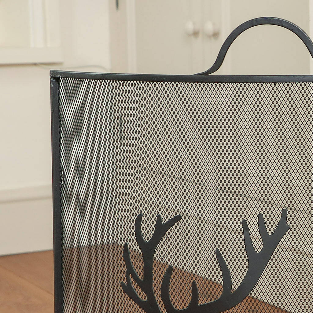 Woodland Stag Black Iron Fire Guard By Dibor | notonthehighstreet.com