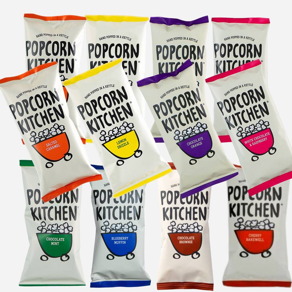 Popcorn Snack Bag Discovery Box, Eight Flavours, 30g X 12 By Popcorn ...