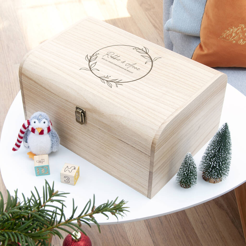 Personalised Couple's Christmas Wooden Keepsake Chest By JUNGLEY ...