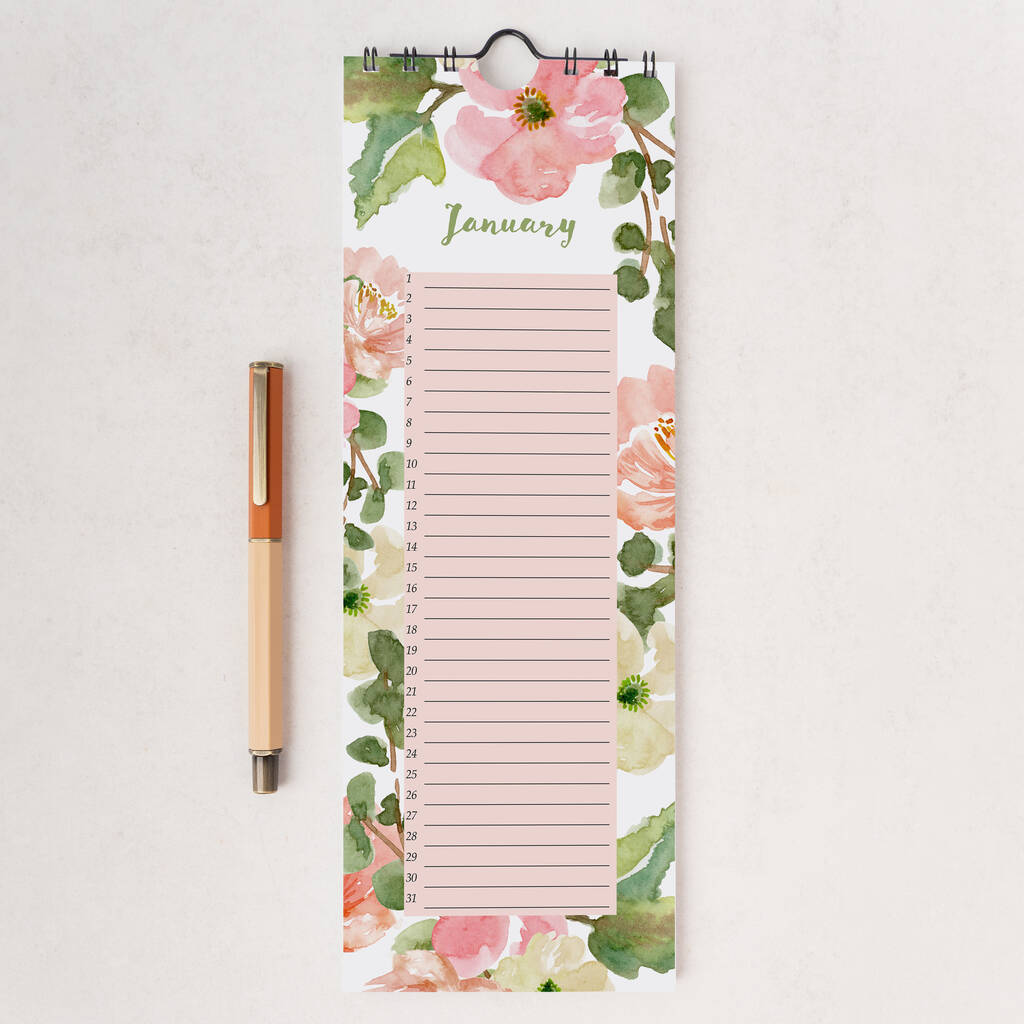 Personalised Pink Floral Birthday Perpetual Calendar By Flourish Paperworks