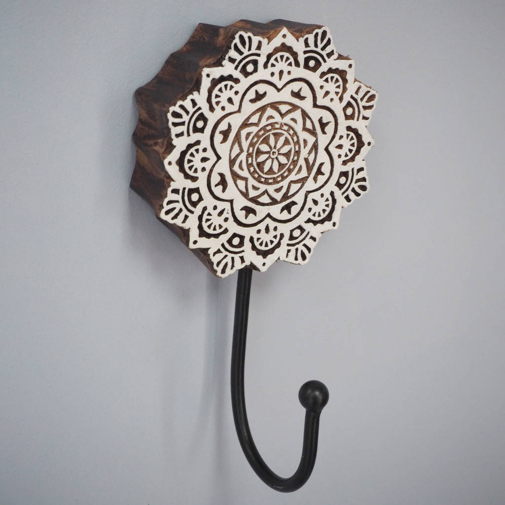 Carved Mango Wood Wall Hook By Paper High | notonthehighstreet.com