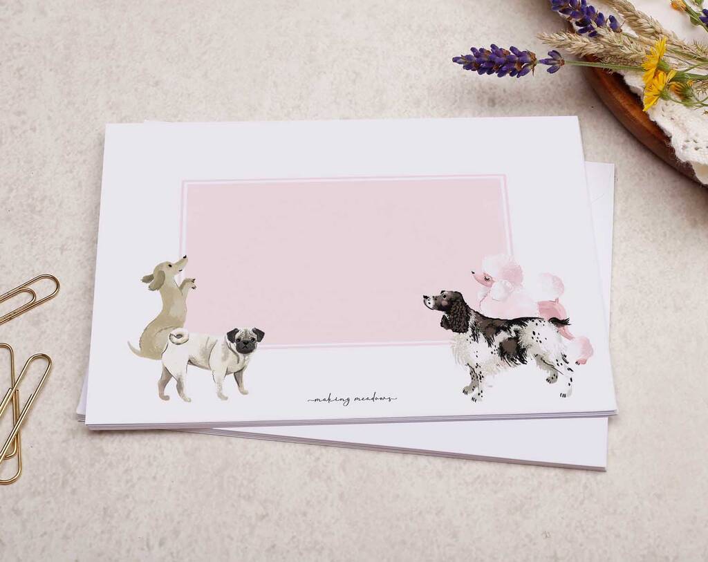 A5 Letter Writing Paper And Envelopes, Pink Dog Design By Making ...