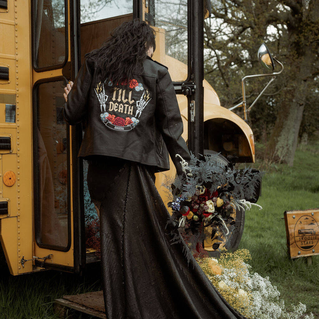 Till Death Custom Bridal Cover Up Leather Jacket By Niamh Designs ...