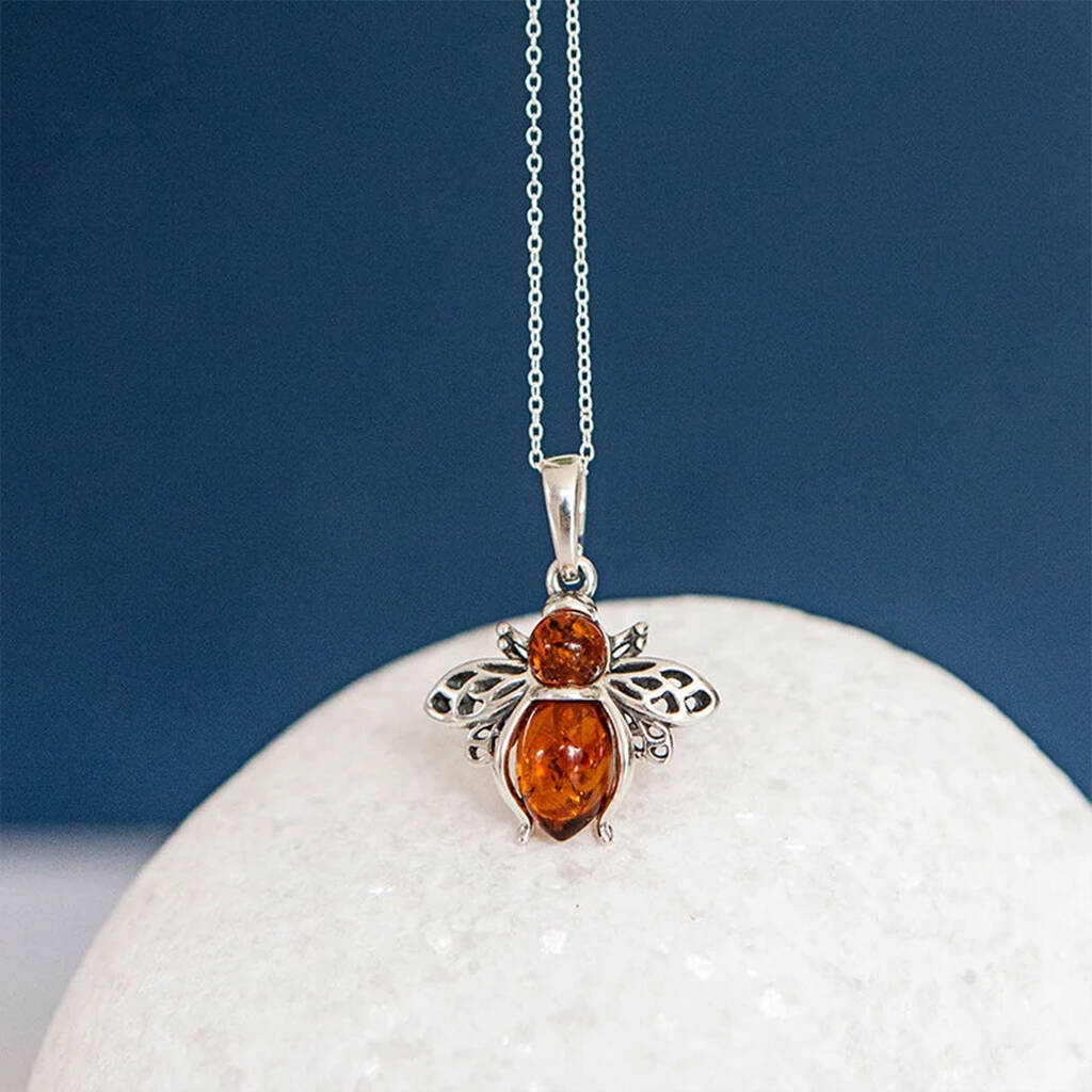 Baltic Amber Bumble Bee Necklace In Sterling Silver By Songs of Ink and ...