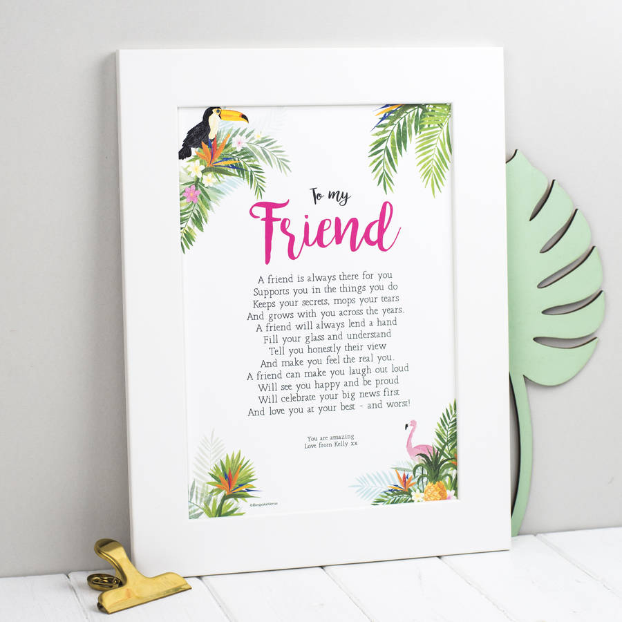 personalised friend poem print by bespoke verse | notonthehighstreet.com
