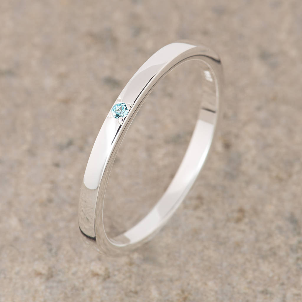 December Birthstone Stacking Ring Blue Topaz By Lily Charmed ...