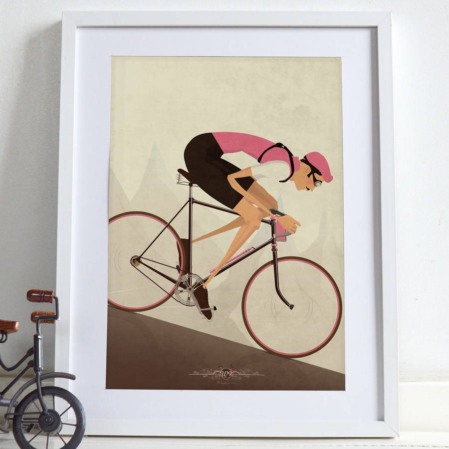 two vintage style cyclist bike poster art print set by wyatt9 ...
