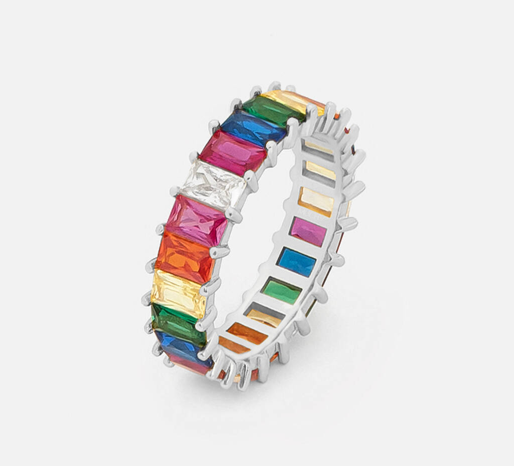 Rainbow Ring With Colourful Stones Sterling Silver By MUCHV ...