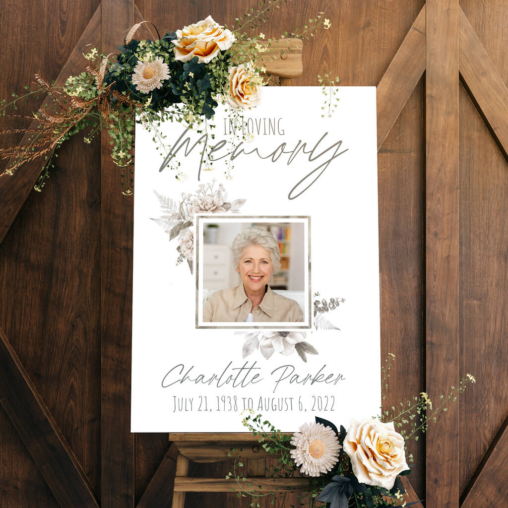 Photo Funeral Welcome Board White Rose By Ottie Design ...