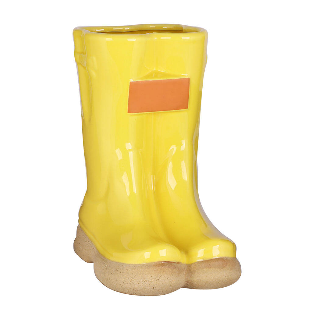 Personalised Sunny Yellow Garden Welly Boot Planter By Dibor ...