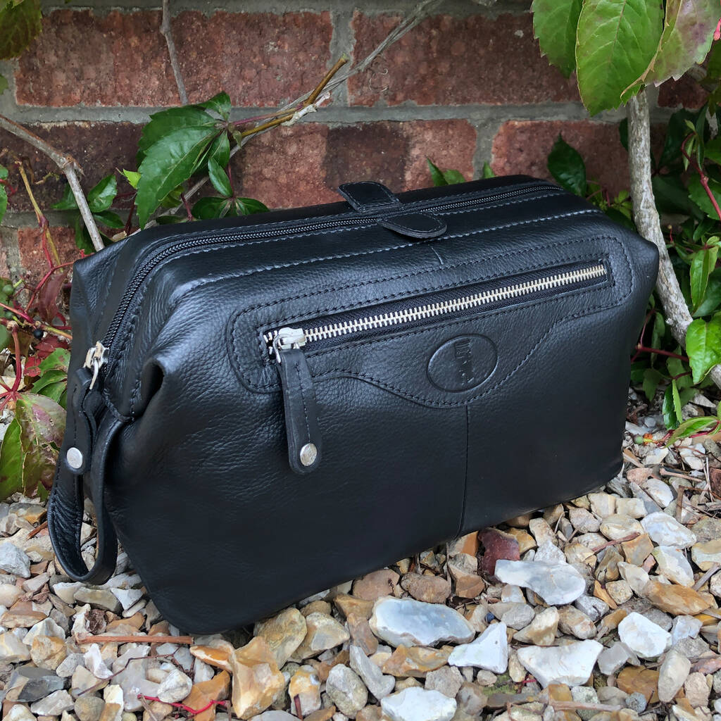 Large Soft Black Leather Wash Bag, Toiletry Bag By Holly Rose ...