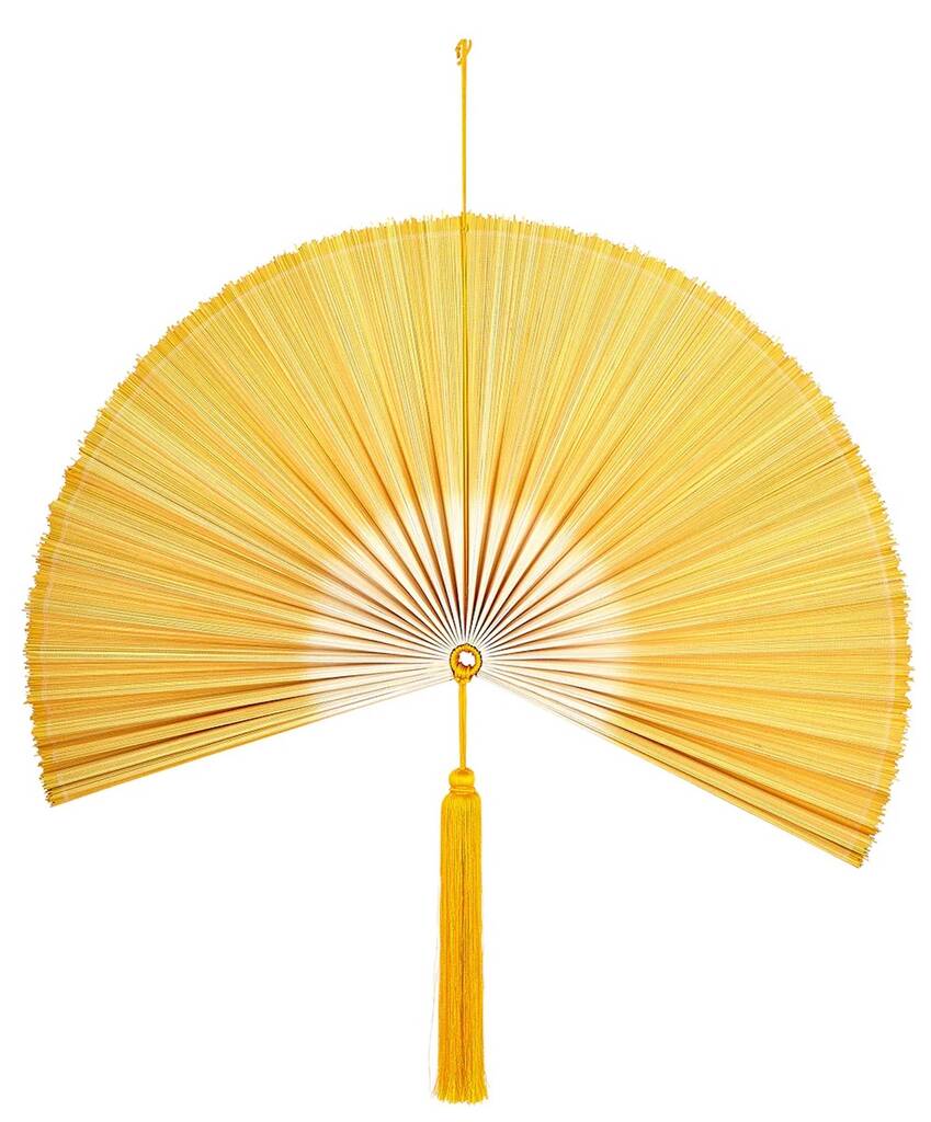 Yellow Bamboo Oriental Fan Wall Hanging By Heliotique ...