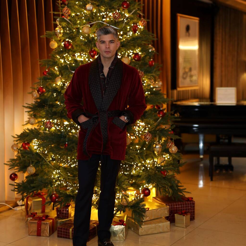 Belgravia Luxury Cotton Short Velvet Robe In Burgundy By Bown of London ...