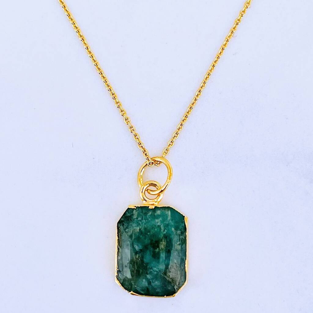 'The Rectangle' Emerald Gold Plated Necklace By Lapis London ...