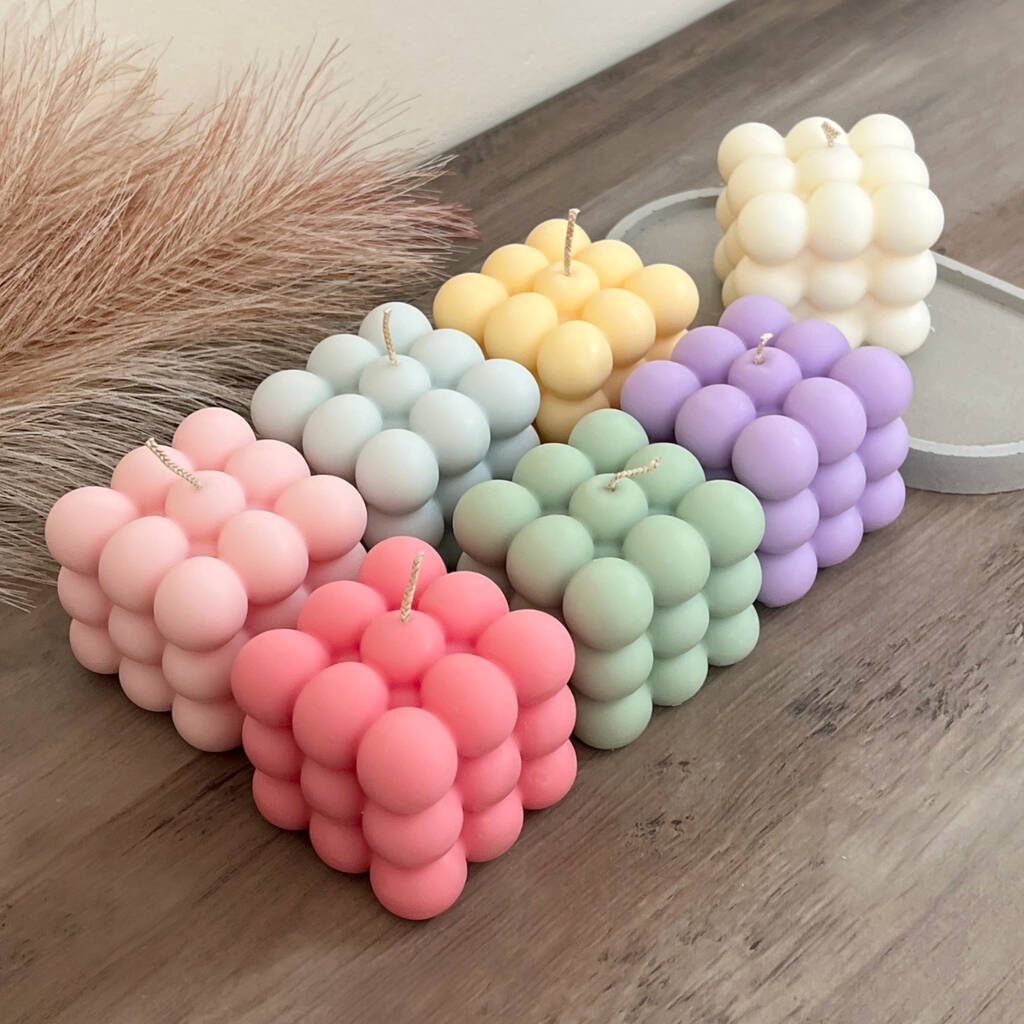 Pastel Bubble Cube Soy Candle Decorative Colourful Gift By The Happy ...