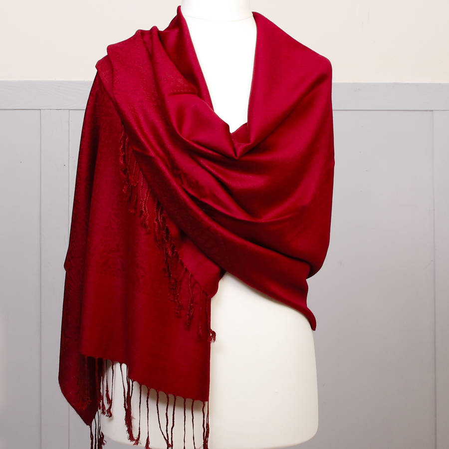 rich red pashmina shawl by dibor | notonthehighstreet.com