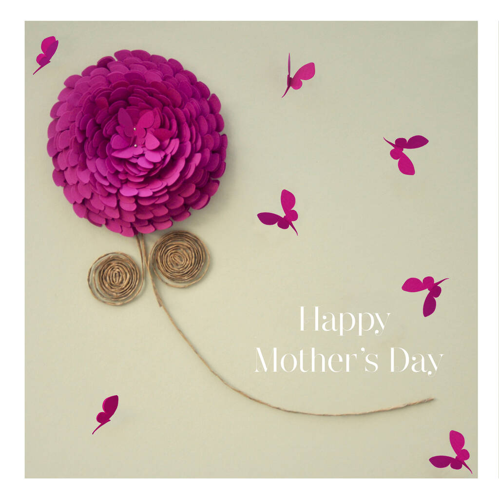 Butterfly And Pink Flower Mother's Day Butterflies Card By Inkywool ...