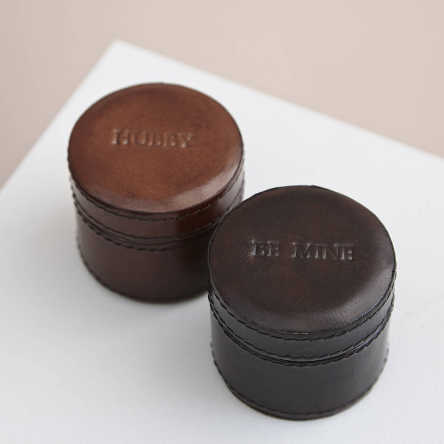 Personalised Round Leather Ring Gift Box By Life of Riley ...