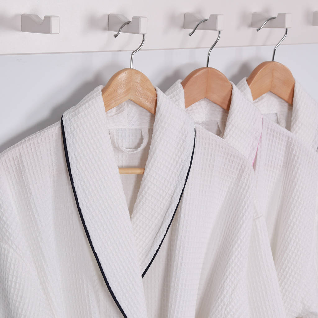 personalised wedding waffle dressing gown with piping by duncan stewart ...