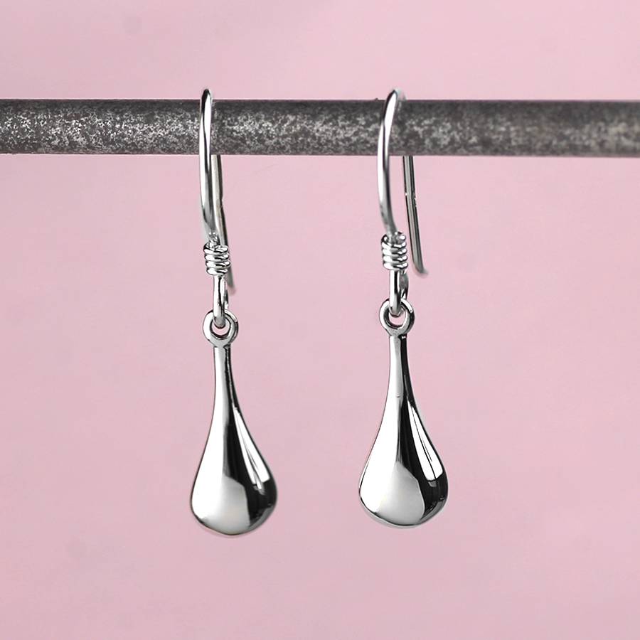 silver teardrop earrings by hersey silversmiths | notonthehighstreet.com
