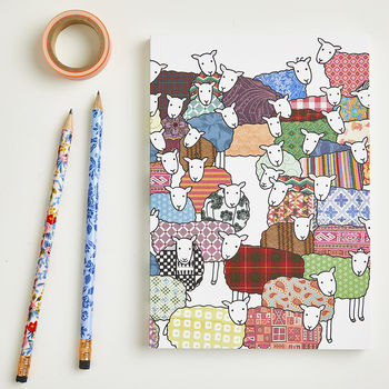 Flock Of Colourful Sheep Notebook By Mary Kilvert | notonthehighstreet.com