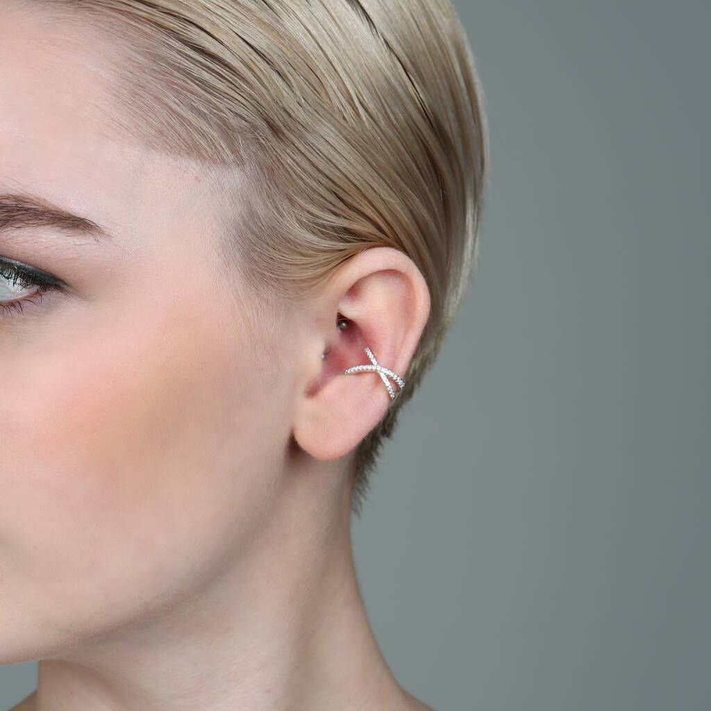 Sterling Silver Cross Ear Cuff By attic | notonthehighstreet.com