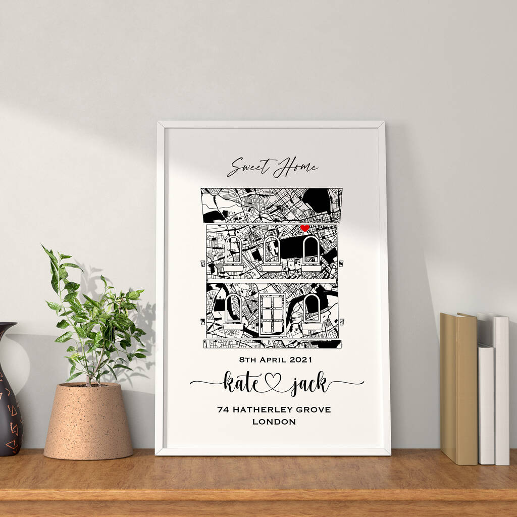 First Home Location Map Print By Studio Hop | notonthehighstreet.com