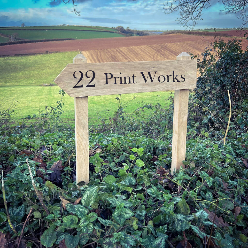 Wooden Engraved Driveway Sign Pointing By Grain Designs ...