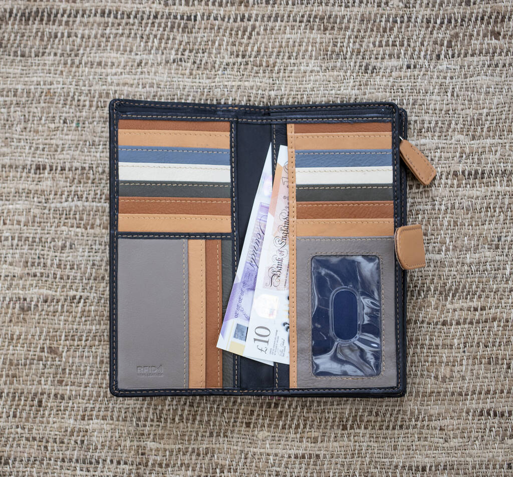 Personalised Large Multicolour Leather Purse Wallet By Wombat ...