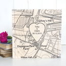 personalised wedding venue location map print on wood by northern logic ...