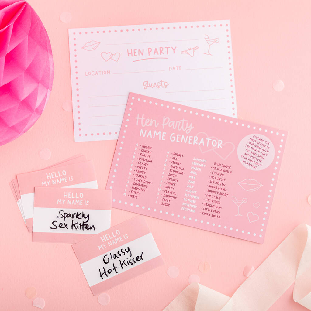 Hen Party Name Game And Stickers By Postbox Party