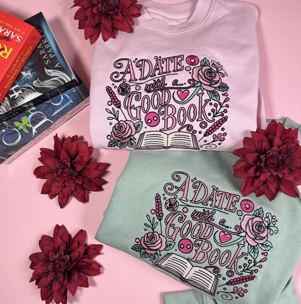 Date With A Good Book Embroidered Sweatshirt By Stitch & Smile