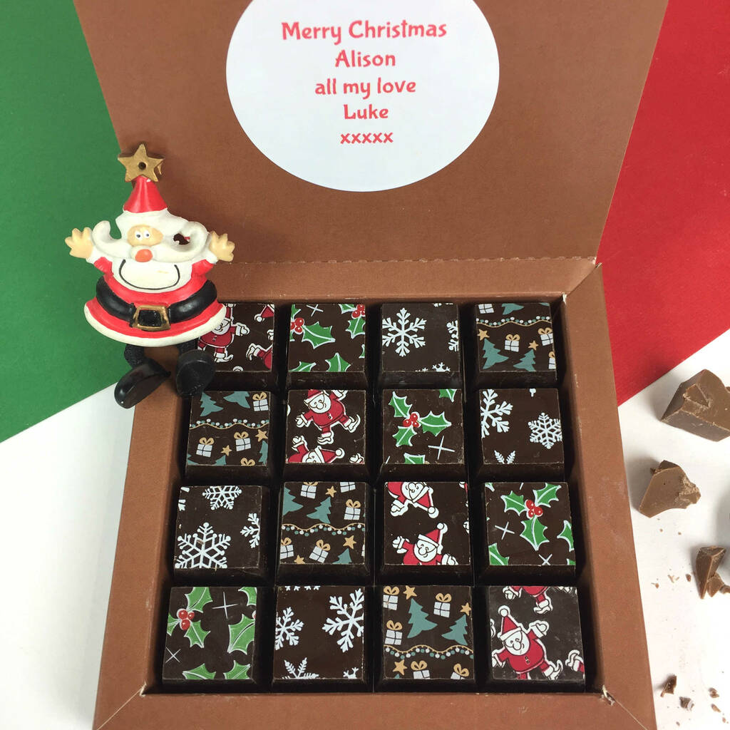 Christmas Mosaic Personalised Message Dark Chocolates By Cocoapod ...